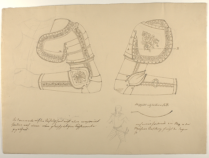 Shoulder Piece and Rerebrace of Armour, Front and Back. Torso with ...